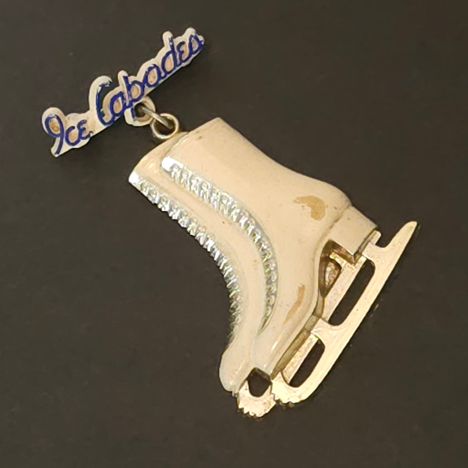 Vintage ICE CAPADES 1950s Enamel Skating Lady & Dangling Ice Skates ...