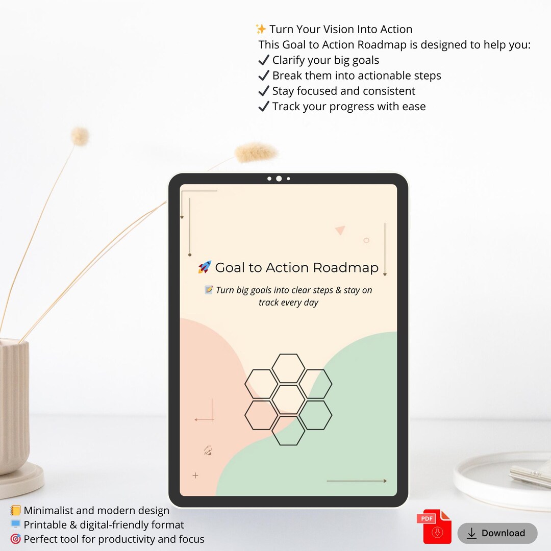 Goal to Action Roadmap Planner – Turn Big Goals Into Small Steps for ...