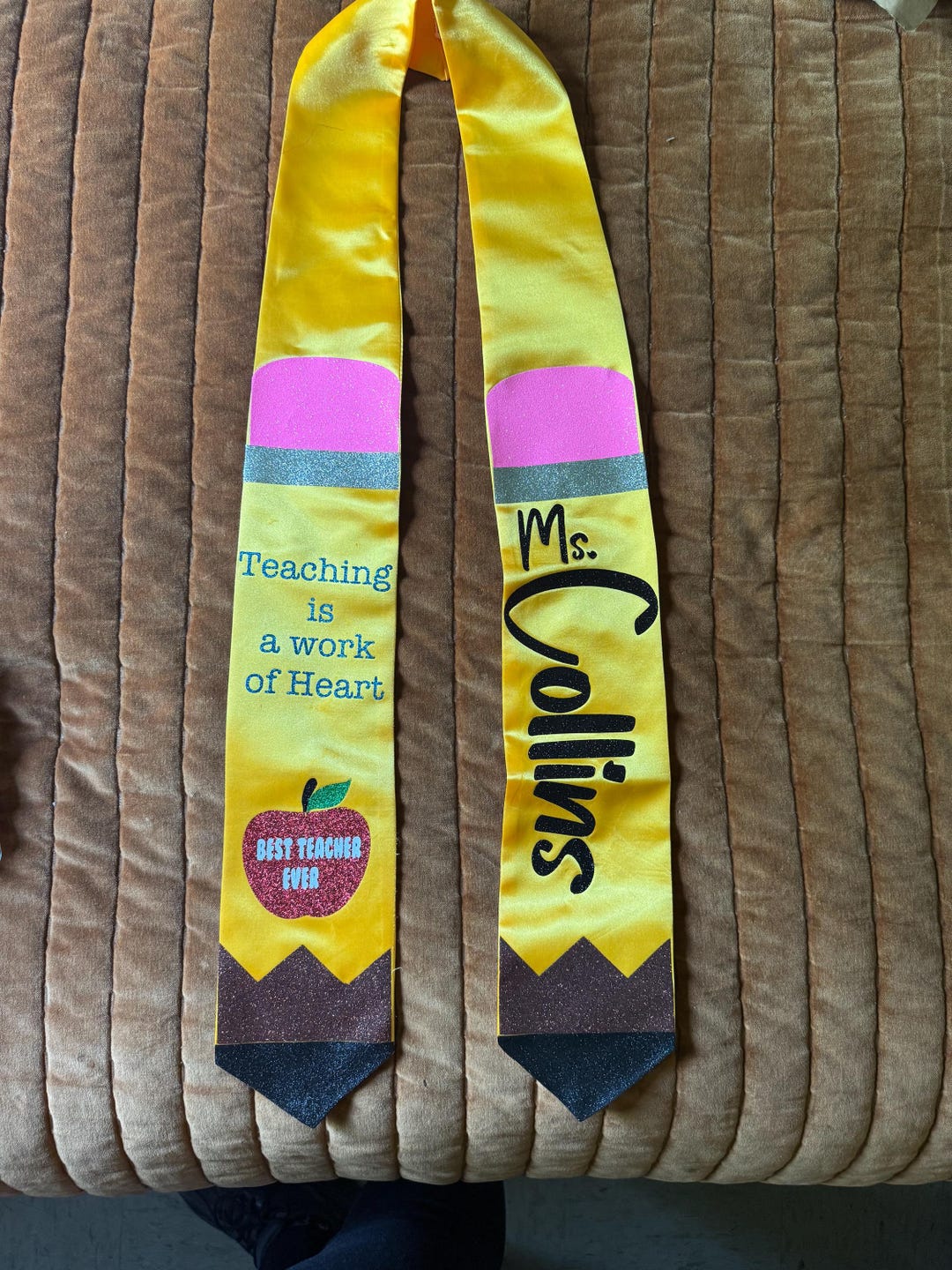 Personalized Teacher Stole: Pencil Design Graduation Sash - Custom ...