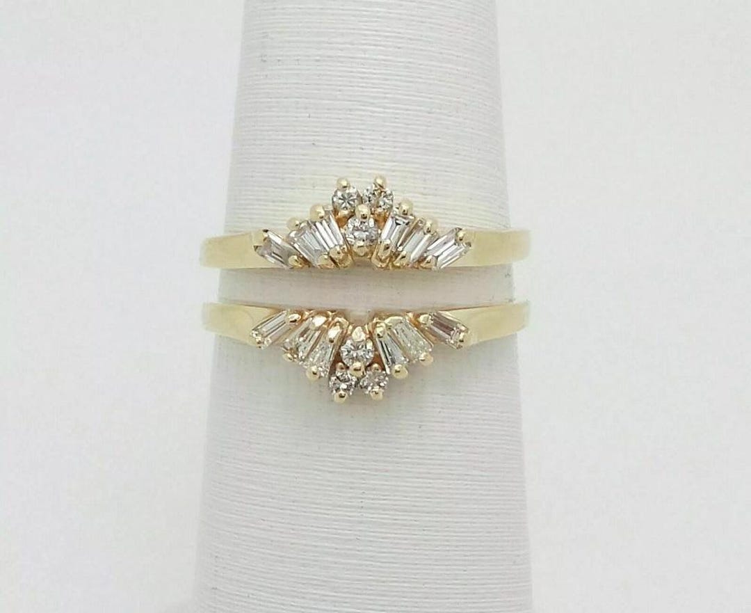 0.50ct Baguette Cut Diamond Solitaire Enhancer Guard Wrap Ring 14K in ...
