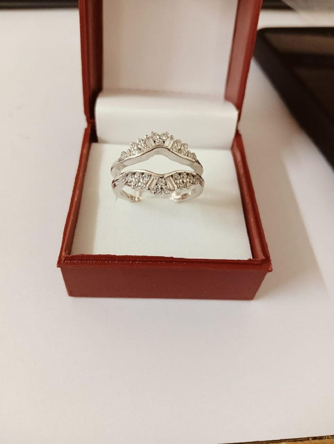 0.50ct Baguette Cut Diamond Solitaire Enhancer Guard Wrap Ring Solid ...
