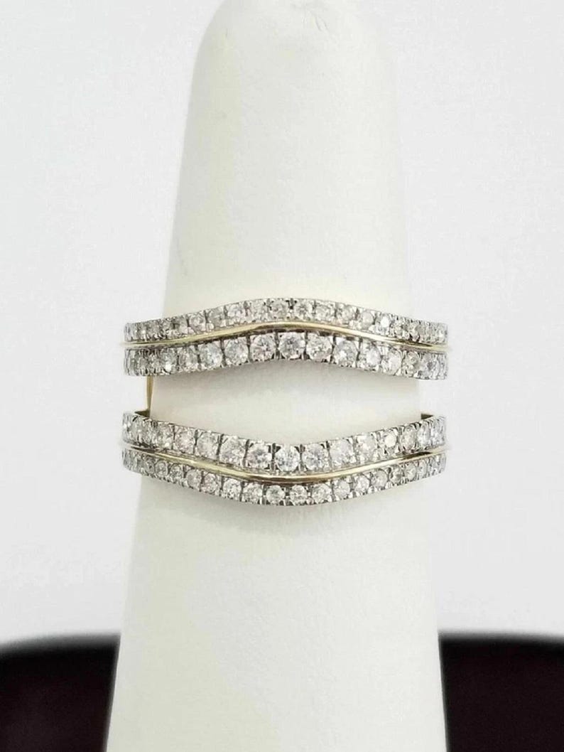 2CT Diamond Ring Guard Wrap Enhancer Jacket Ring 14k Yellow Gold Finish ...