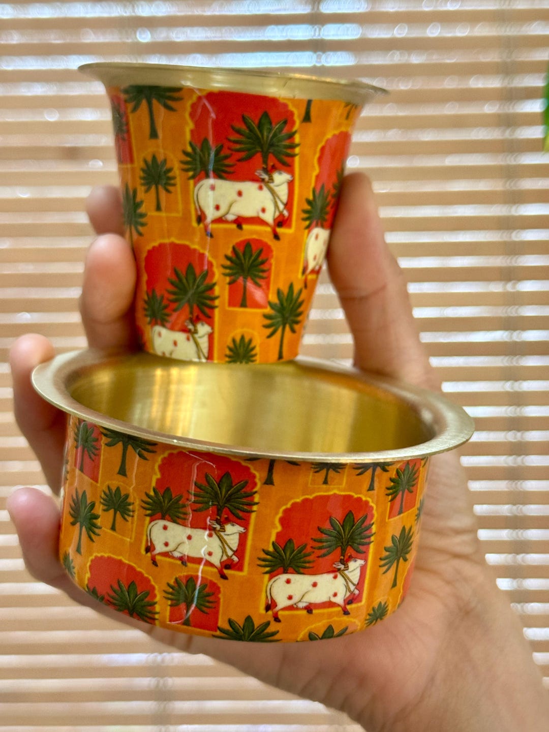 South Indian Davara Coffee Cup Set | Brass Filter Coffee Tumbler & Bowl ...