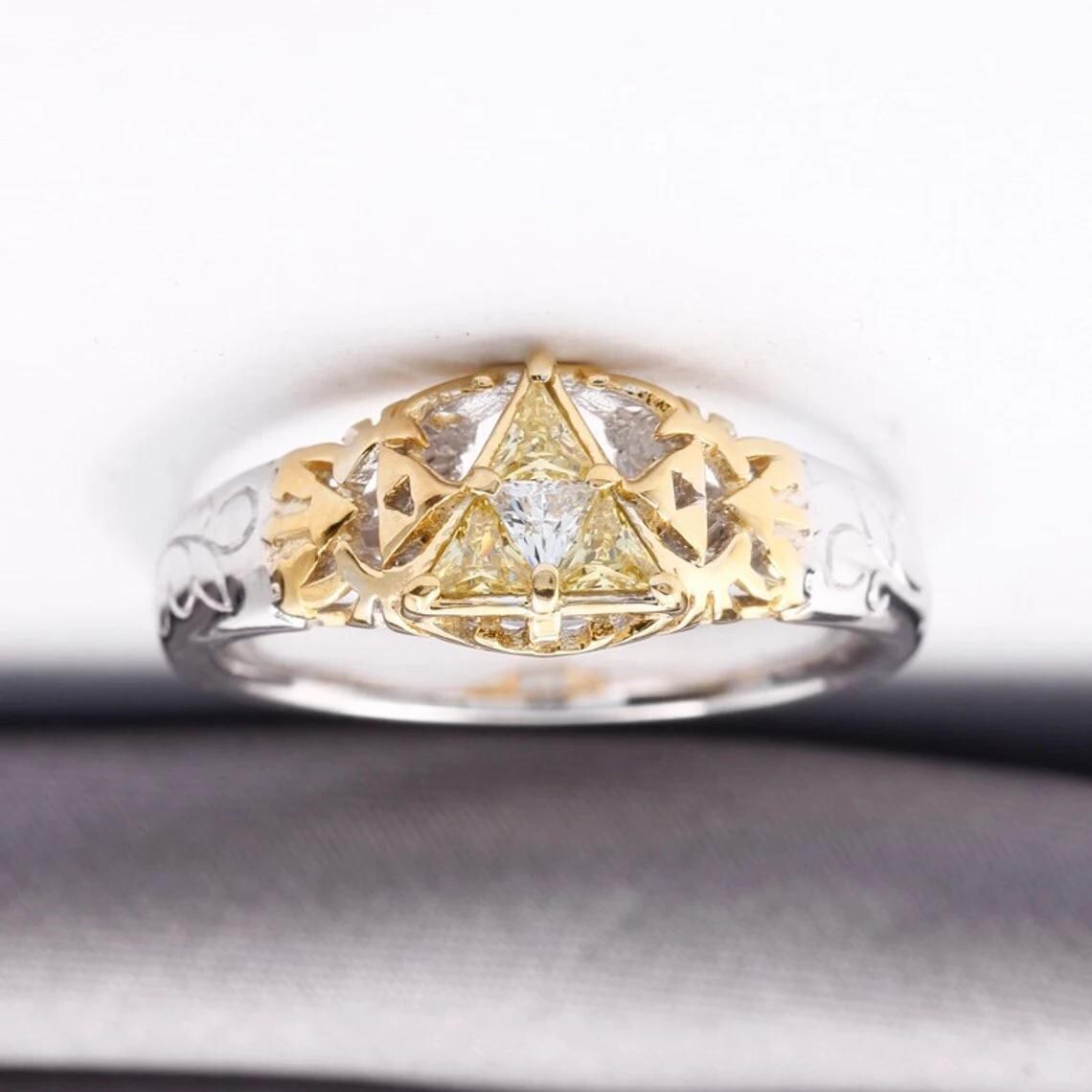 Two Tone Triforce Ring, Unique Zelda Inspired Ring, 925 Sterling Silver ...