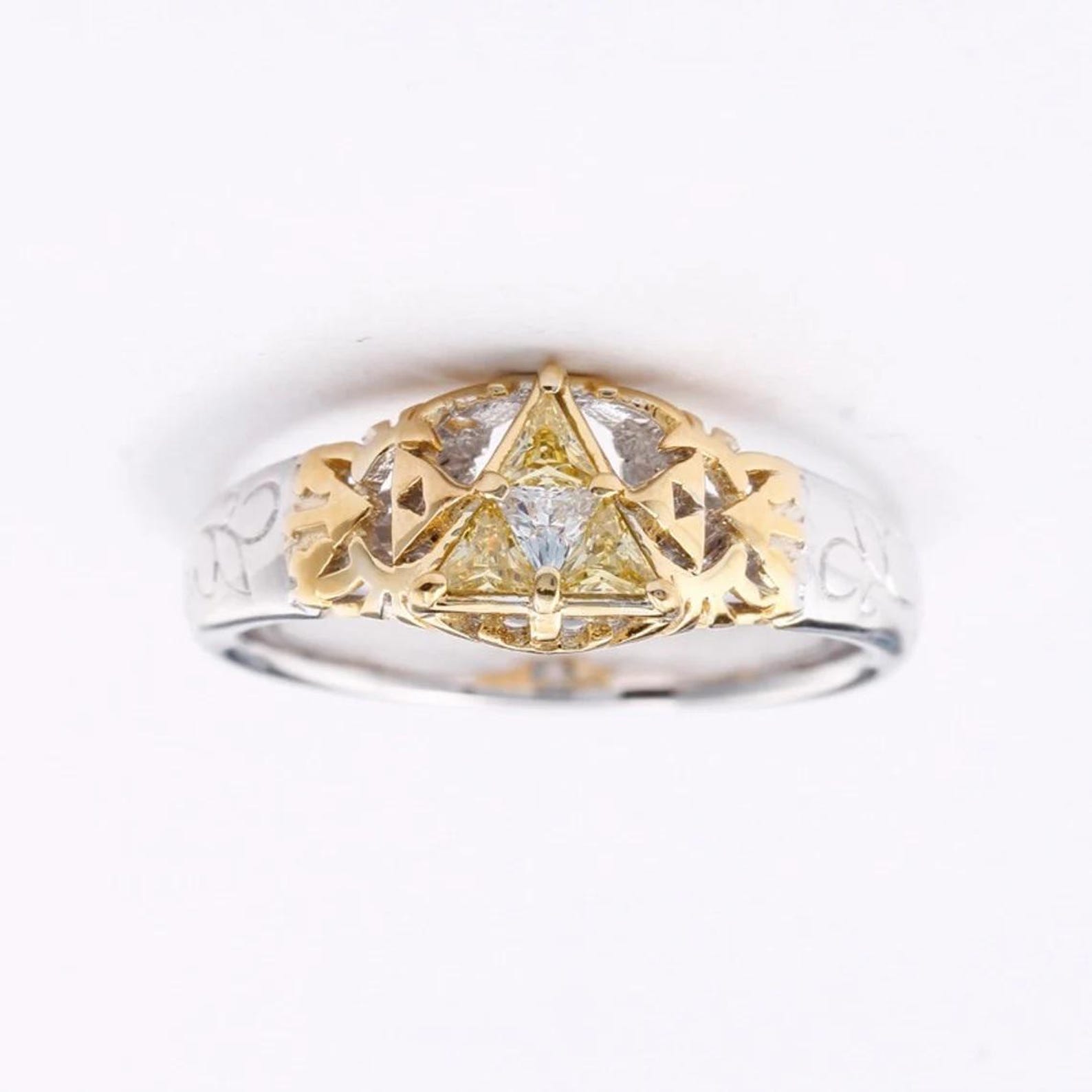 Two Tone Triforce Ring, Unique Zelda Inspired Ring, 925 Sterling Silver ...