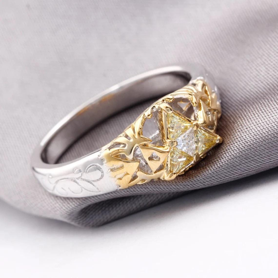 Two Tone Triforce Ring, Unique Zelda Inspired Ring, 925 Sterling Silver ...