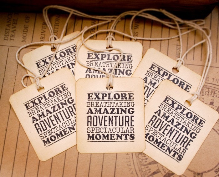 Amazing Explore Adventure Text Vintage Style Tags Set of 6 - Etsy