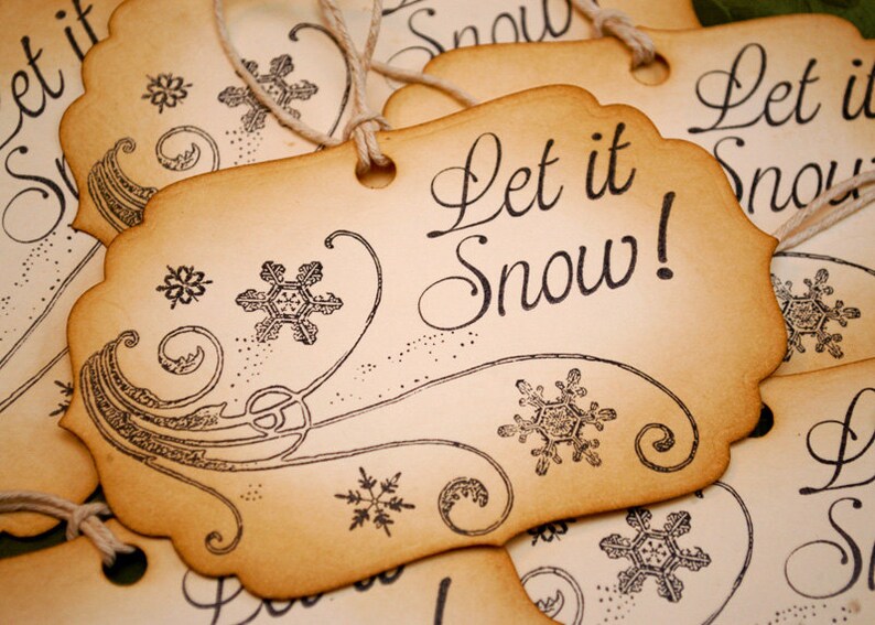 Let It Snow Vintage Inspired Holiday Gift Tags Set of 6 - Etsy