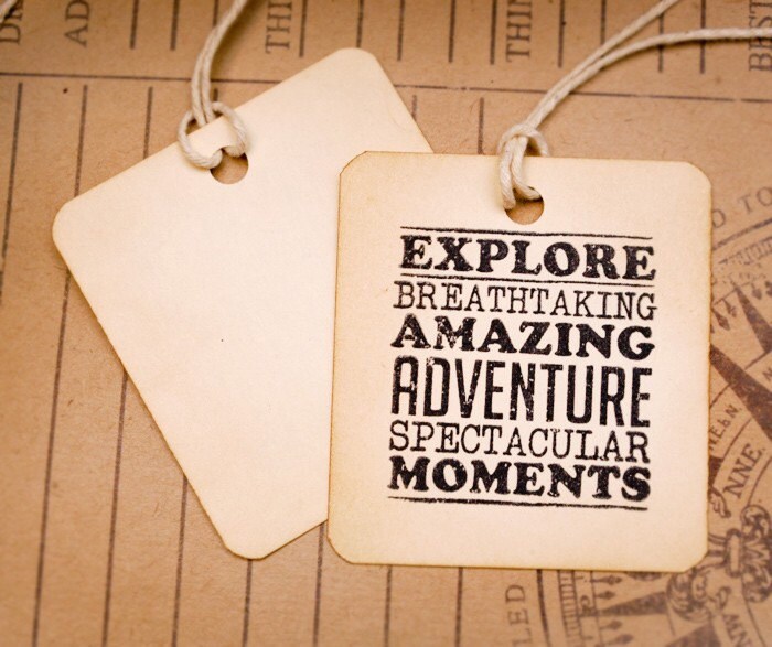 Amazing Explore Adventure Text Vintage Style Tags Set of 6 - Etsy