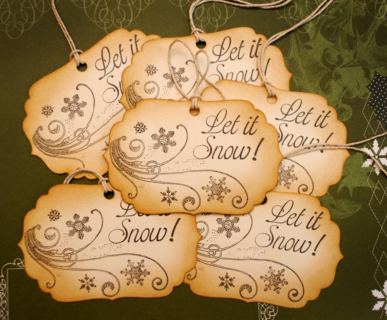 Let It Snow Vintage Inspired Holiday Gift Tags Set of 6 - Etsy