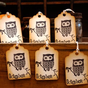 Owl October Halloween Vintage Style Tags Set of 6 - Etsy