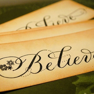 Believe Holiday Vintage Style Gift Tag Set of 4 - Etsy