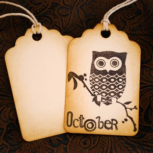Owl October Halloween Vintage Style Tags Set of 6 - Etsy