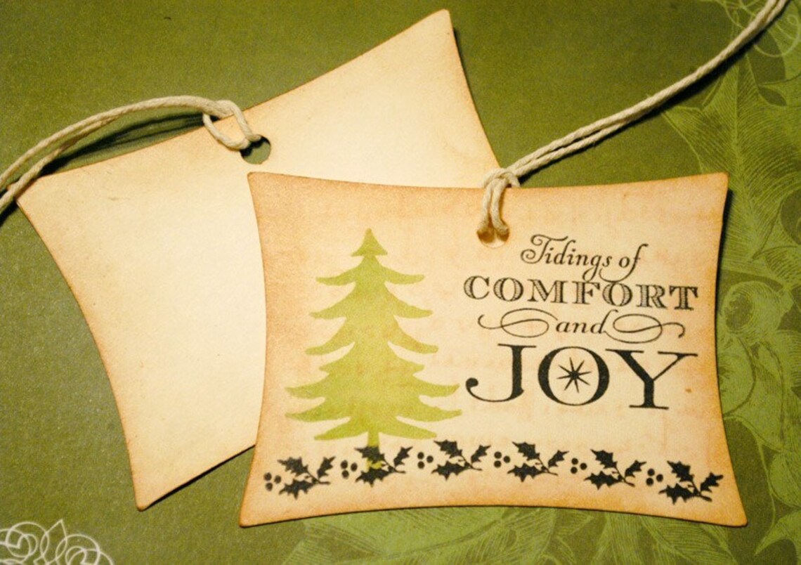 Comfort and Joy Vintage Style Large Holiday Tags Set of 4 - Etsy