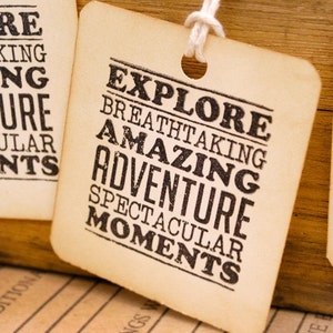 Amazing Explore Adventure Text Vintage Style Tags Set of 6 - Etsy