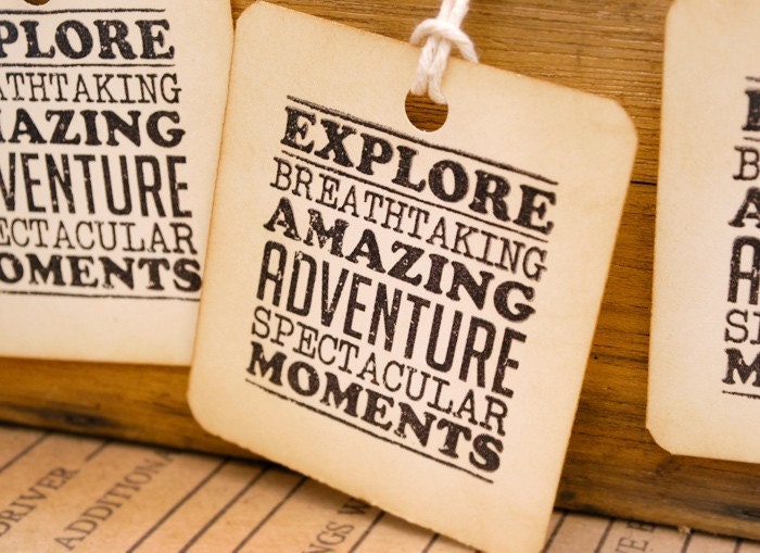 Amazing Explore Adventure Text Vintage Style Tags Set of 6 - Etsy