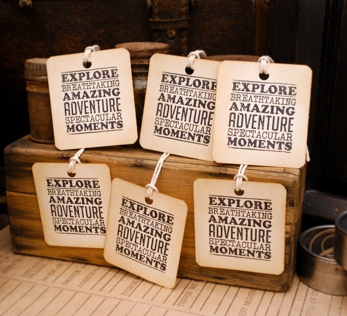 Amazing Explore Adventure Text Vintage Style Tags Set of 6 - Etsy