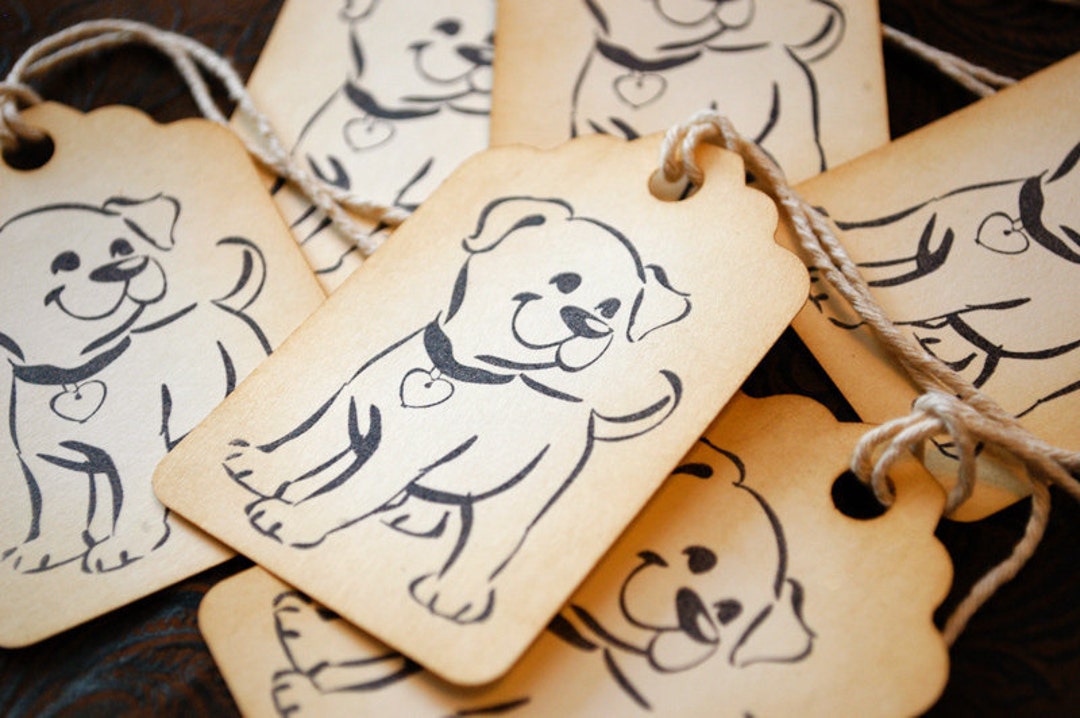 Woof Woof Puppy Dog Vintage Style Gift Tags Set of 6 - Etsy