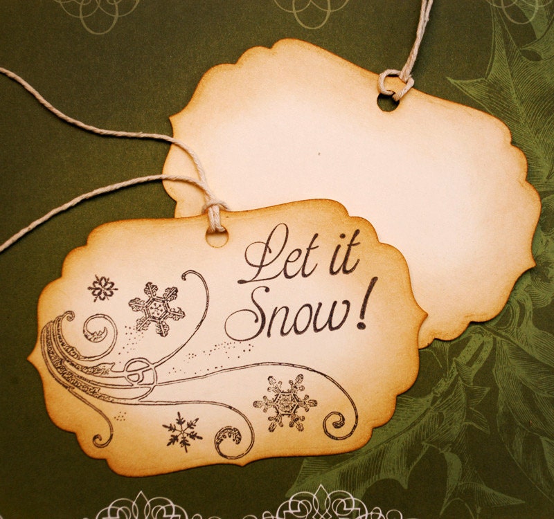 Let It Snow Vintage Inspired Holiday Gift Tags Set of 6 - Etsy