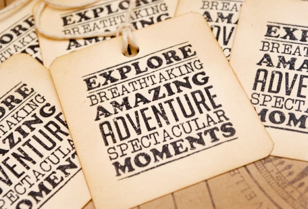 Amazing Explore Adventure Text Vintage Style Tags Set of 6 - Etsy