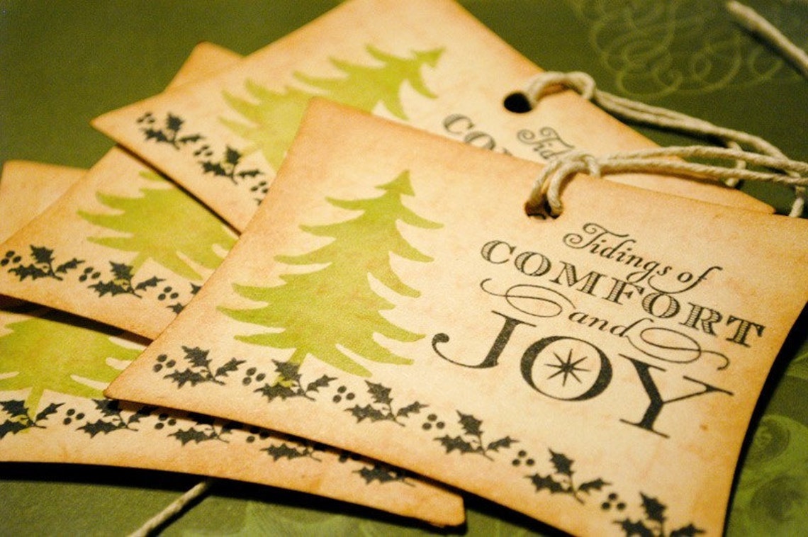 Comfort and Joy Vintage Style Large Holiday Tags Set of 4 - Etsy