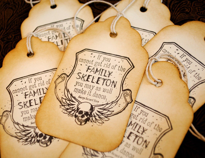 Family Skeleton Vintage Style Halloween Gift Tags Set of 6 - Etsy