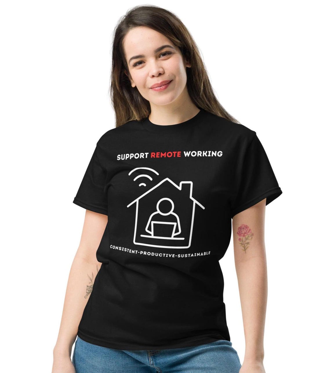 Working From Home WFH Support Unisex Printed T Shirt-encourage Home ...