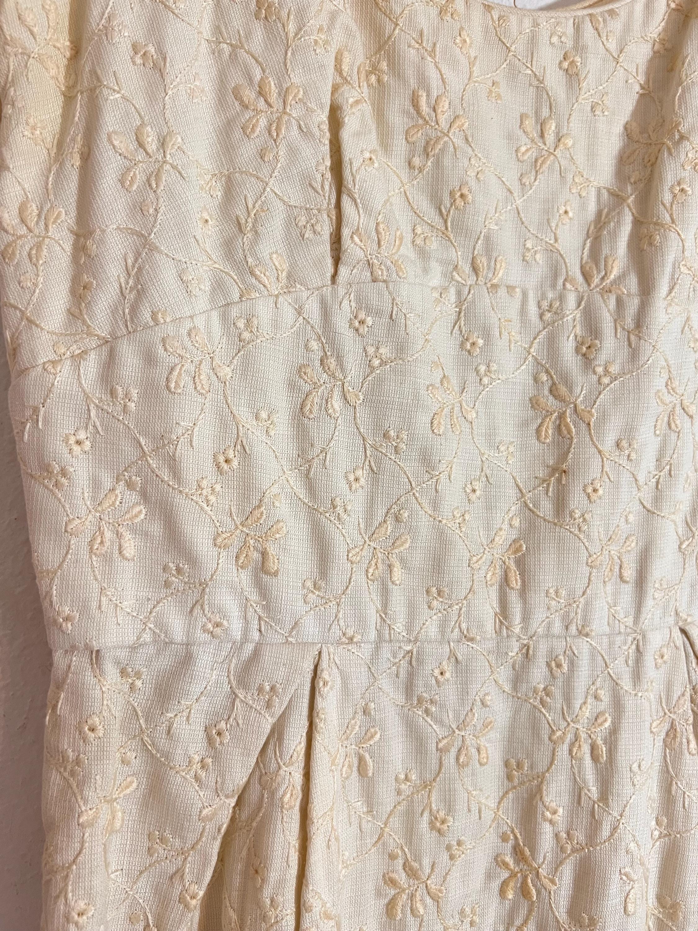 Vintage 50s DON LOPER Eyelet Embroidered Cocktail Dress Medium 36" Bust ...