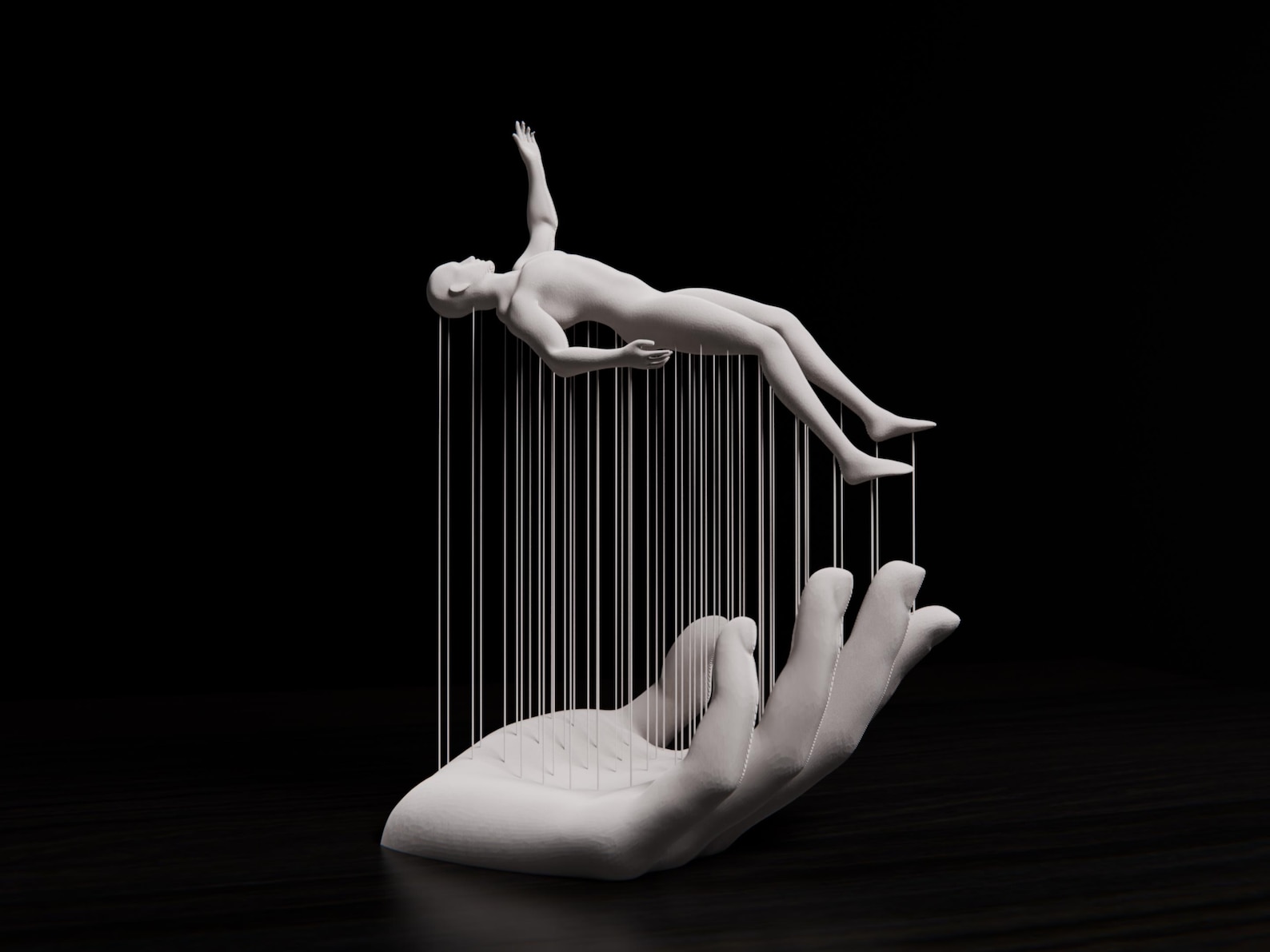 Floating Human Sculpture, Surreal Hand Statue, Abstract Modern Art ...