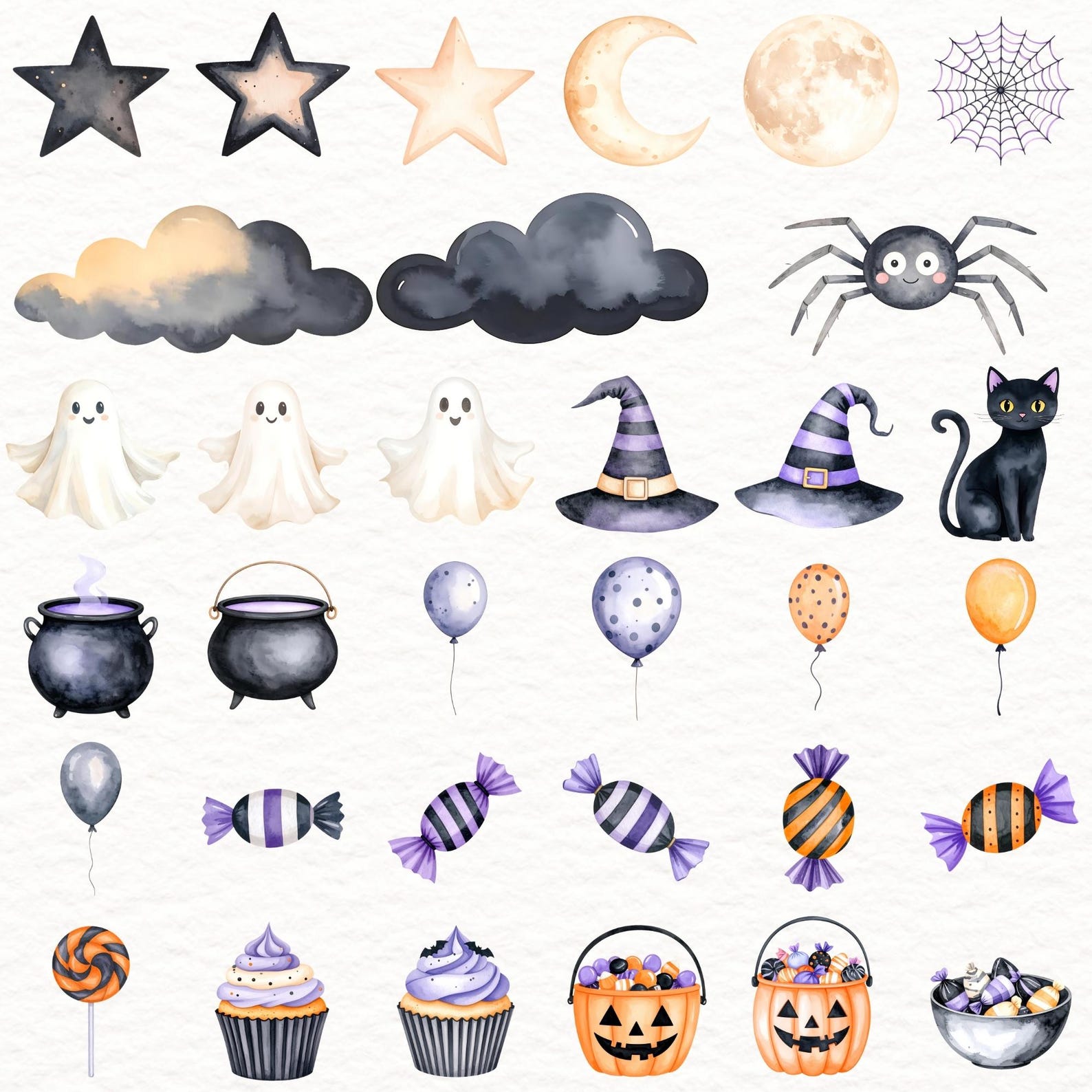 Watercolor Halloween Clip Art Bundle, Spooky Kids Costumes, Haunted ...
