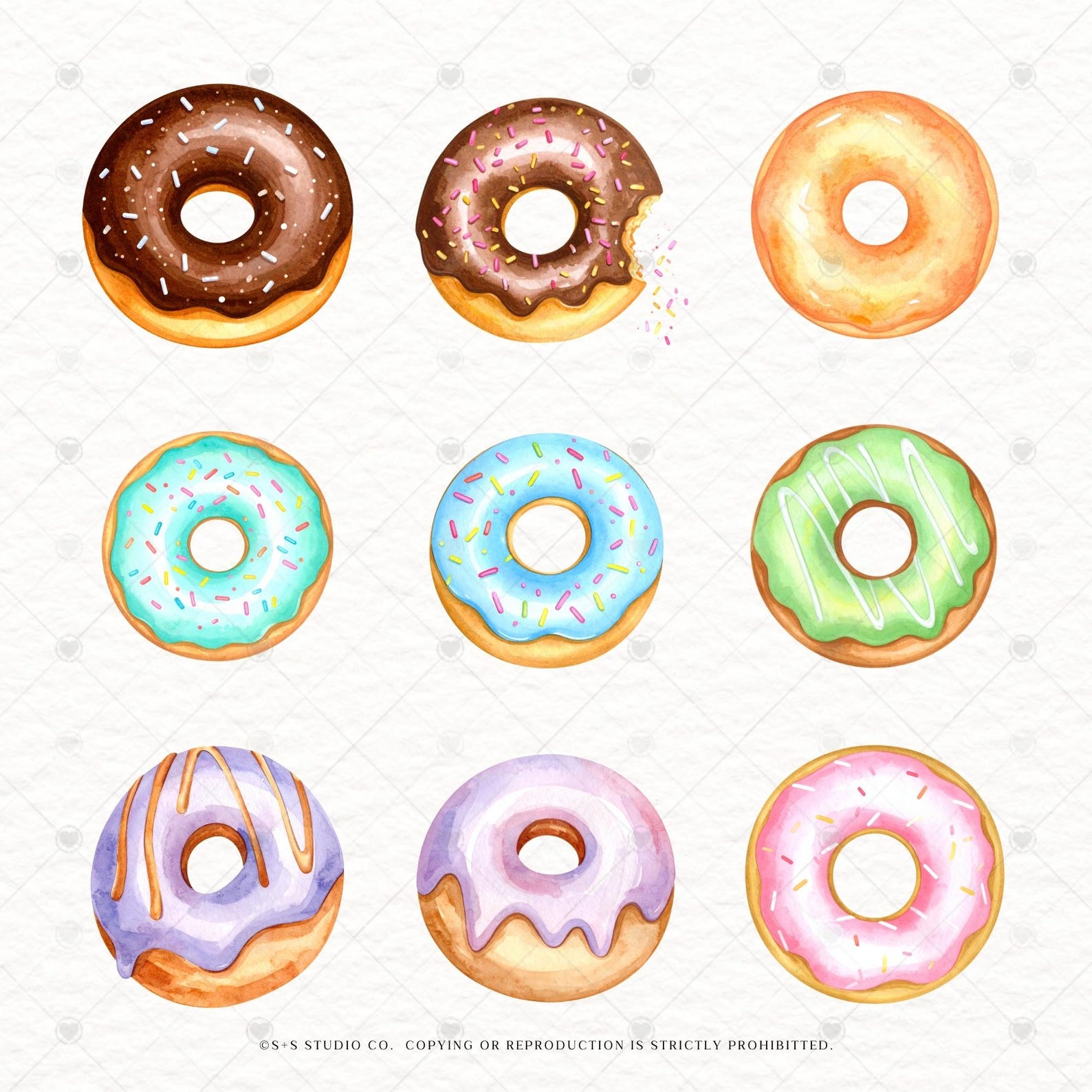 Pastel Donut Clipart Set, Watercolor Sweets (PNG, Commercial Use ...