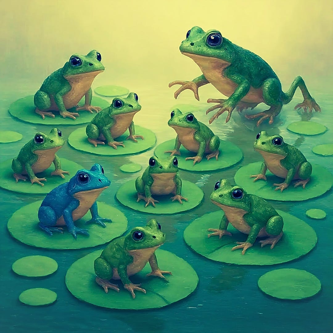 Frogs on Lilly Pads in Pond - Etsy