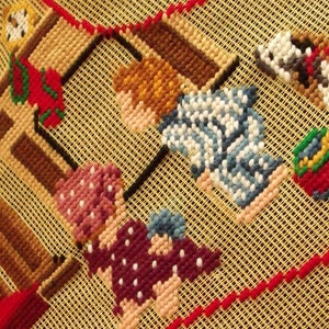 Vintage Preworked Needlepoint Canvas: Christmas Stocking, Santa & Kids ...