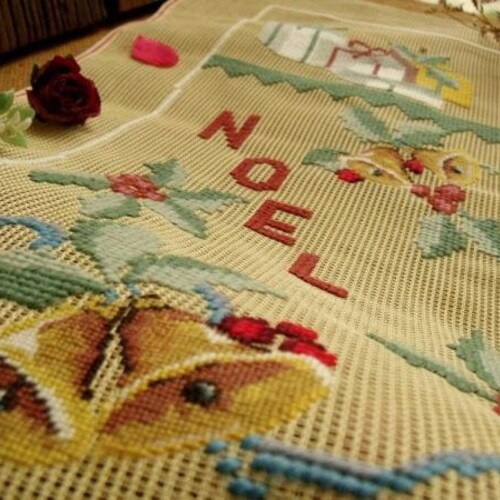 Vintage PREWORKED Needlepoint Christmas Stocking Canvas - Etsy