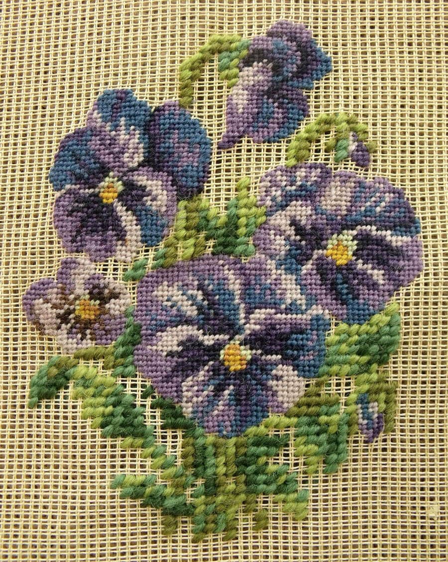Vintage 12" PREWORKED Needlepoint Canvas Petit Point - French Country ...