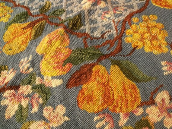 Items similar to COUNTRY Style Cottage Needlepoint Rug Carpet Floral ...