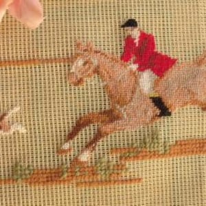 HUGE 36 Antique Vintage PREWORKED Needlepoint Canvas Mat RUG Throw ...