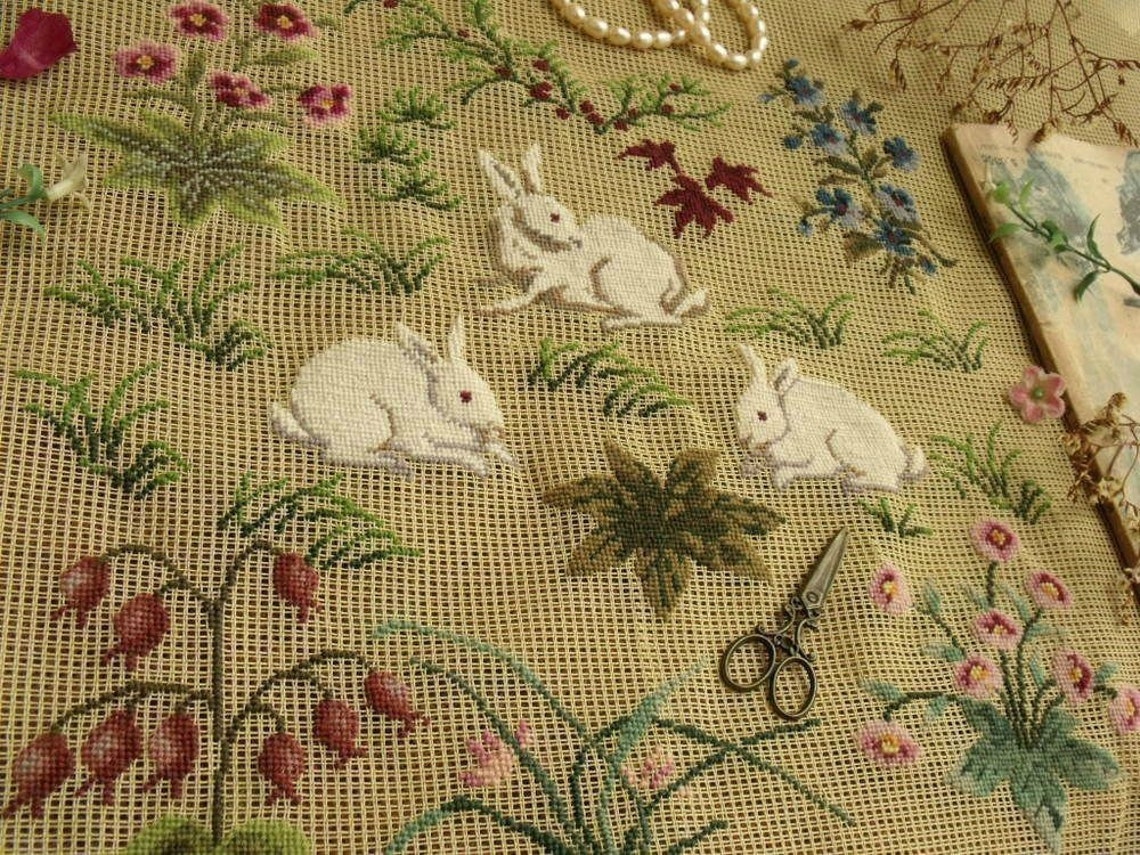 Antique *medieval* Style Rabbits Bunny -27" Vintage Preworked ...