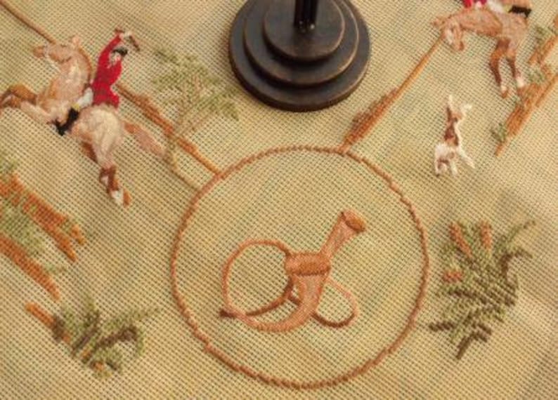 HUGE 36 Antique Vintage PREWORKED Needlepoint Canvas Mat RUG Throw ...