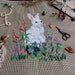 Vintage 18" PREWORKED Needlepoint Canvas - Bunny Rabbit in Flowers ...