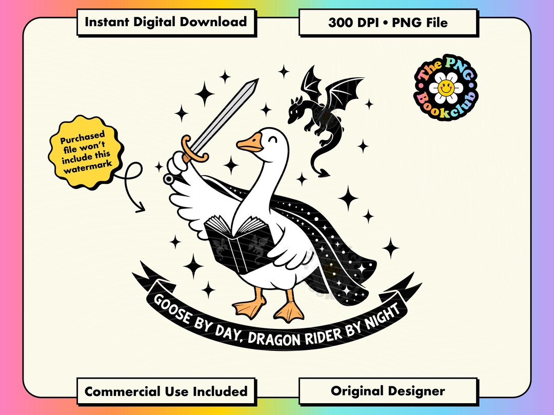 Goose by Day Dragon Rider by Night: Romantasy PNG Stickers | Fantasy ...