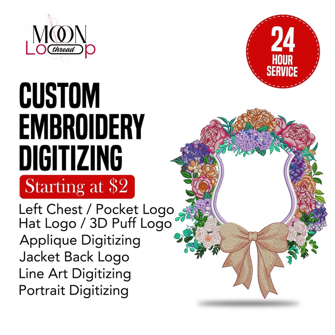 Custom Logo Embroidery Digitizing | Logo to PES DST EXP VP3 File - Etsy