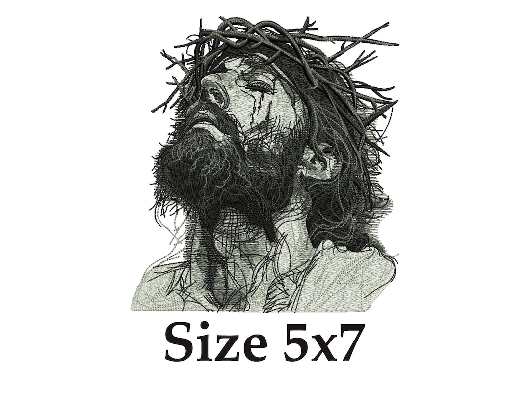 Jesus Christ Portrait Embroidery Design | Realistic Christian Stitch ...