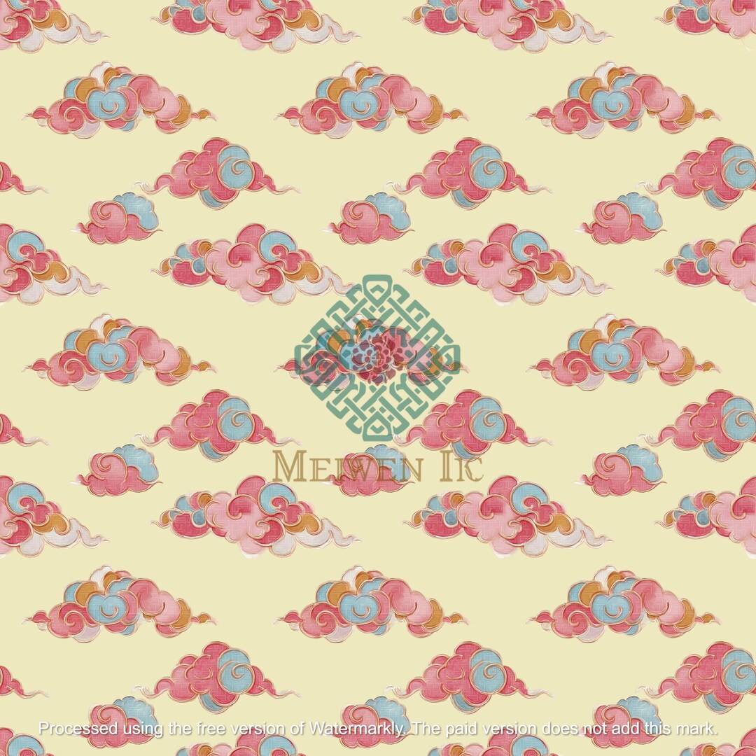 Chinese Cloud Seamless Pattern – Asian Style Digital Paper – Yellow ...