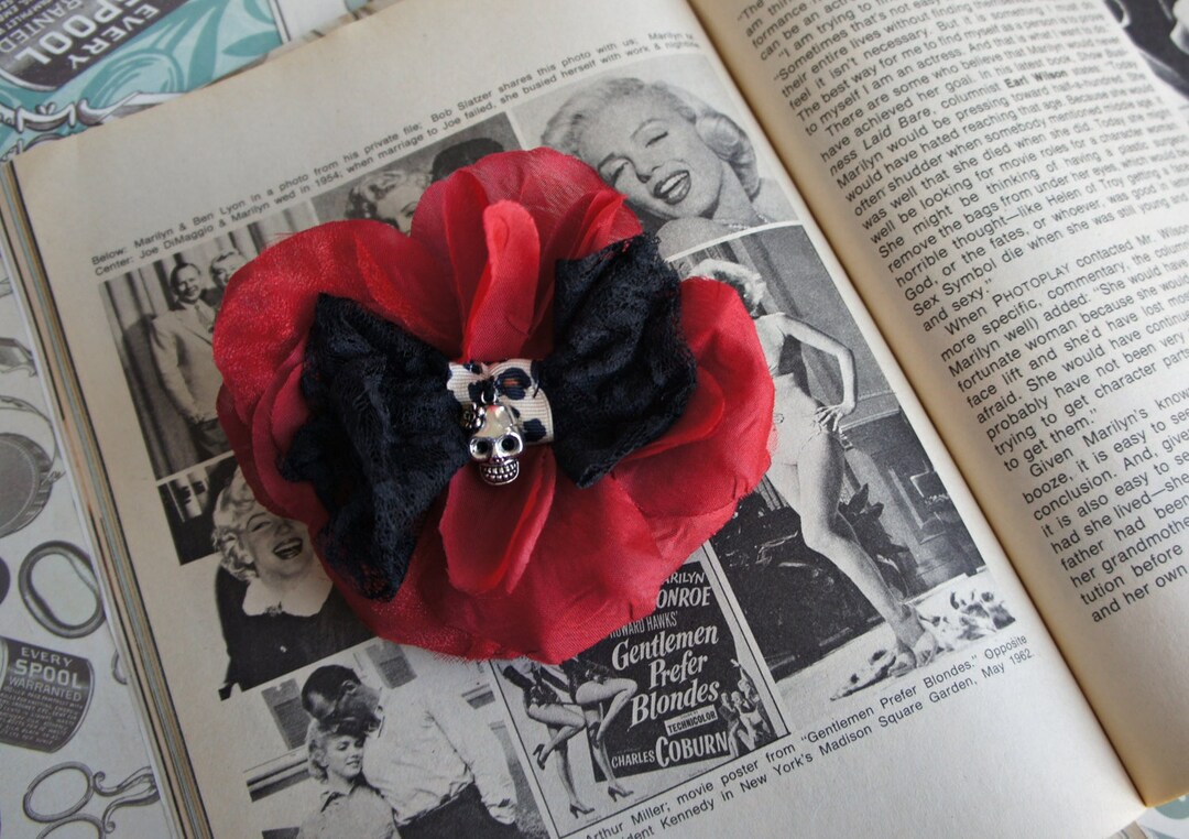 Olivia Paige - Rockabilly Rose Pin up Sugar Skull Skeleton Flower Hair ...