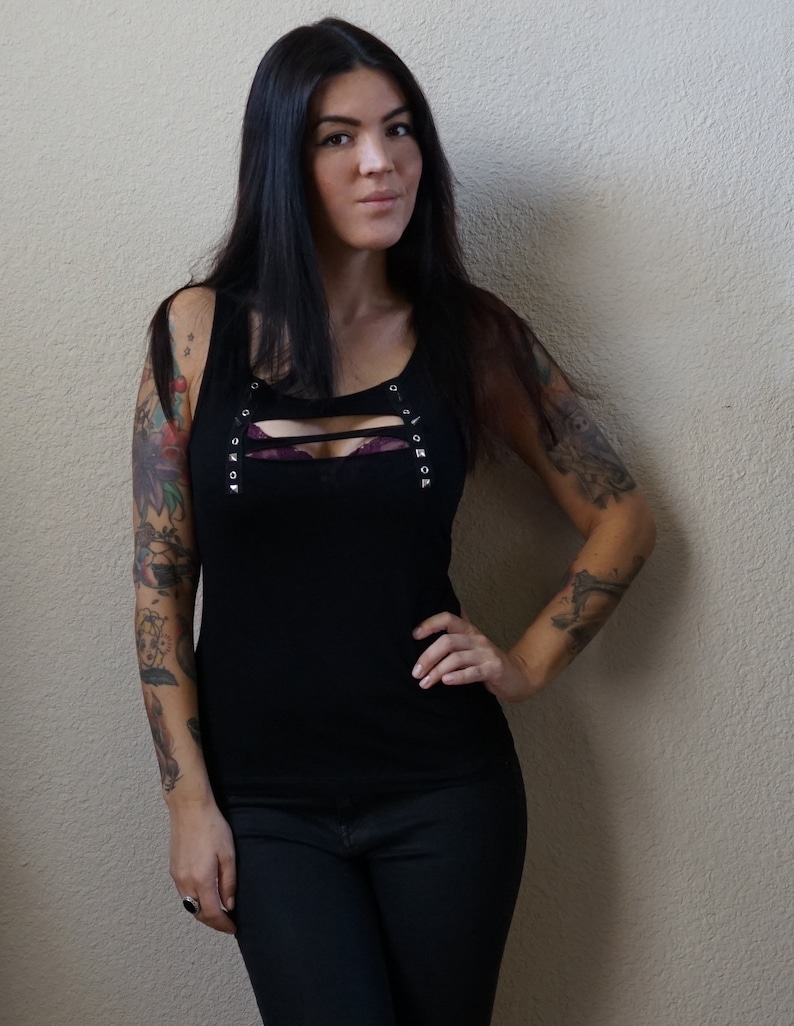 Olivia Paige Clothing front Eyelet Lace up Tank Top Goth - Etsy