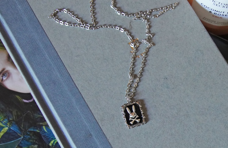 Olivia Paige silver Psycho Bunny Frame Cameo Necklace - Etsy