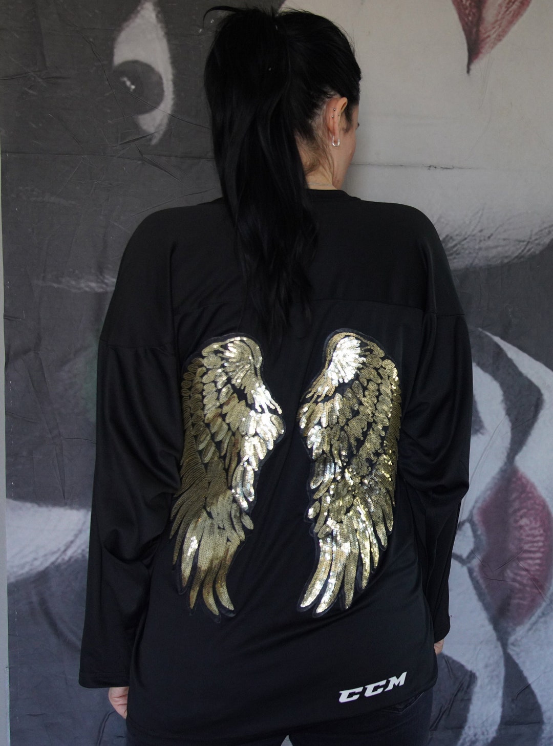 Olivia Paige Clothing Goalie Jersey Lace up Front With Wings Hockey Mom ...