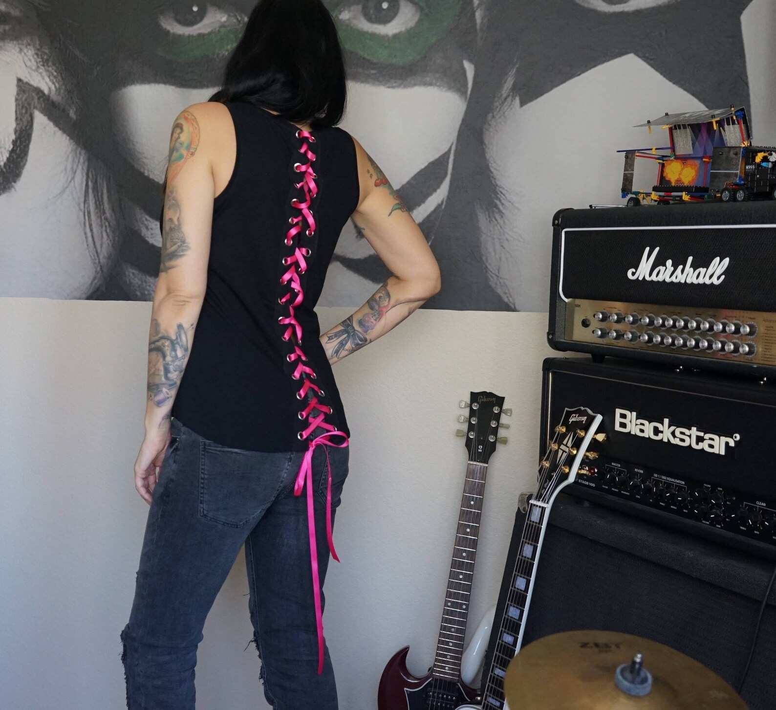 Olivia Paige Punk Rock Lace Lacing Black Tank Top Rock Chick - Etsy