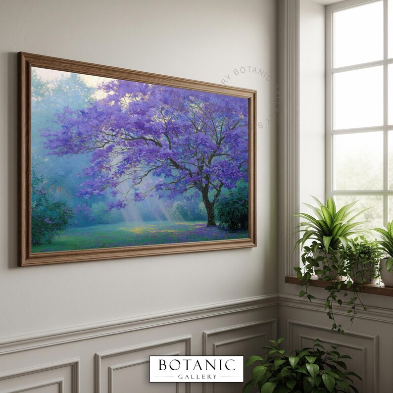 Purple Jacaranda Tree in Bloom Landscape Art Print | Floral Artwork ...